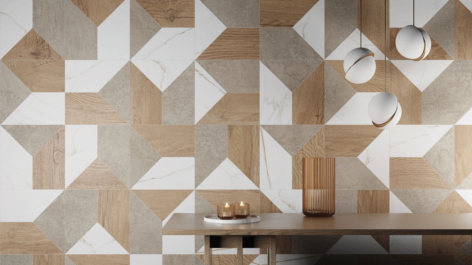 Dual Mix | Marble + Wood Deco Tile