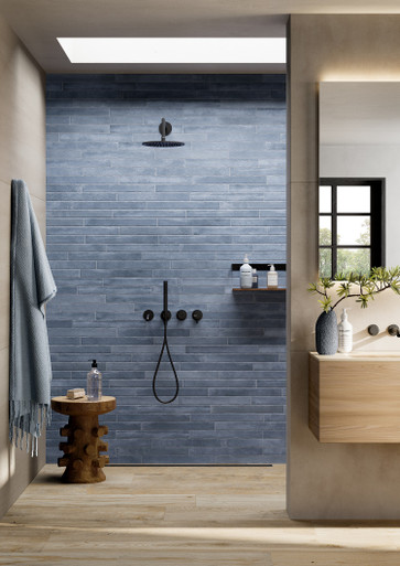 Arenosa Blue 2x18 Porcelain Tile – Dusty Blue Brick Tile | Brick City Til