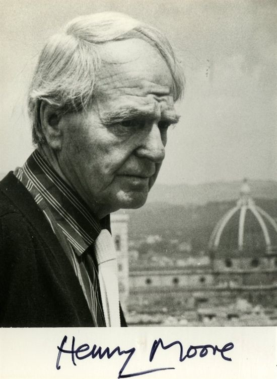 British Sculptor Henry Moore Hand Signed Postcard of Photographic ...