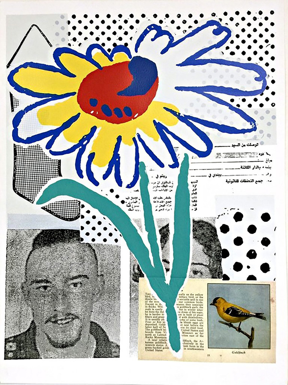 Donald Baechler, The Benefit Flower, Screenprint and Collage (Signed ...