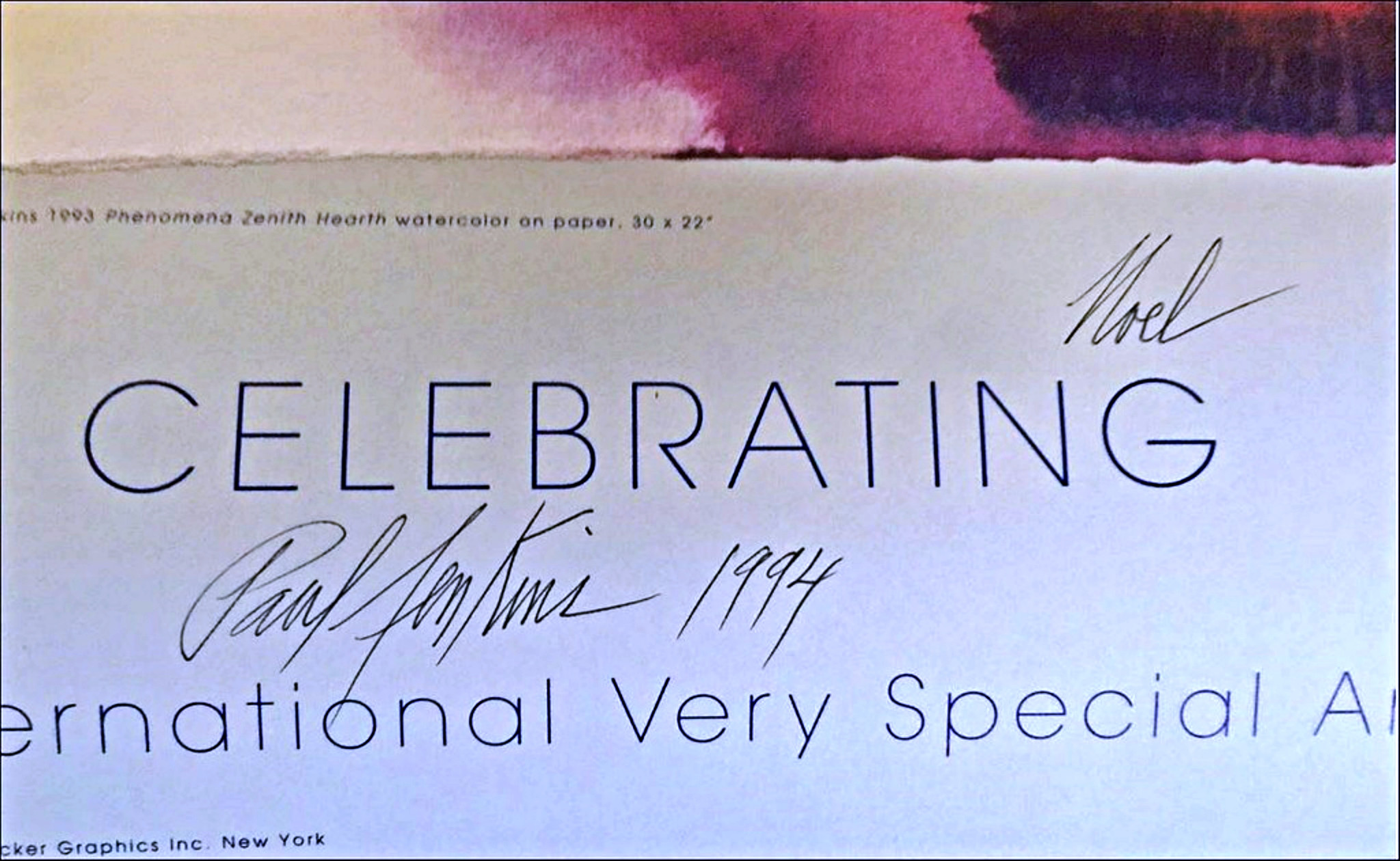 PAUL JENKINS Hand SIGNED Poster Special Arts Festival 1994 Phenomena ...