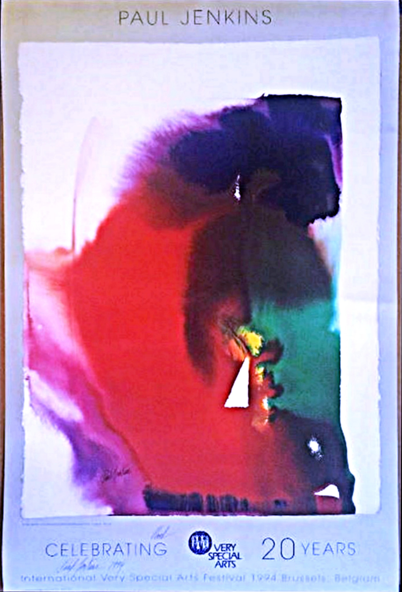 PAUL JENKINS Hand SIGNED Poster Special Arts Festival 1994 Phenomena ...