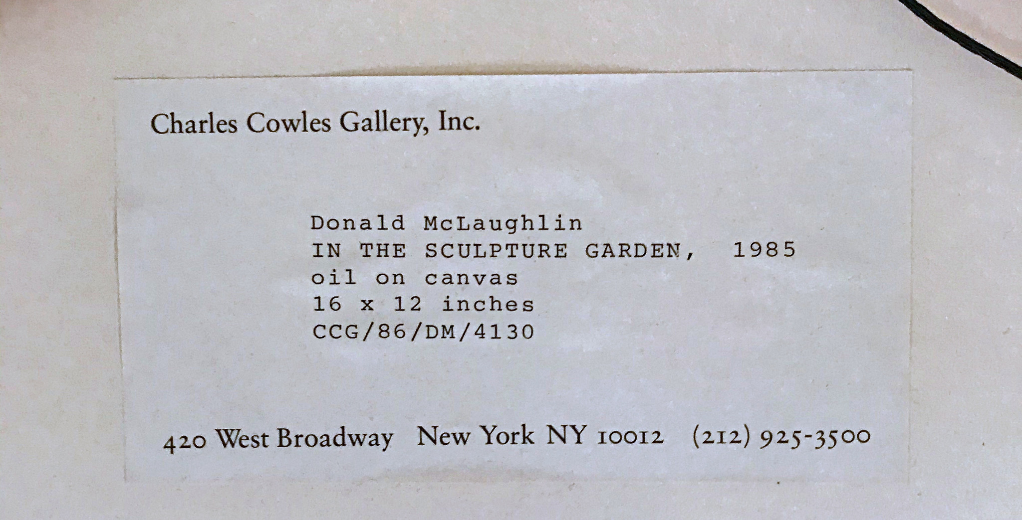 Donald McLaughlin, In the Sculpture Garden, 1985 - Alpha 137 Gallery