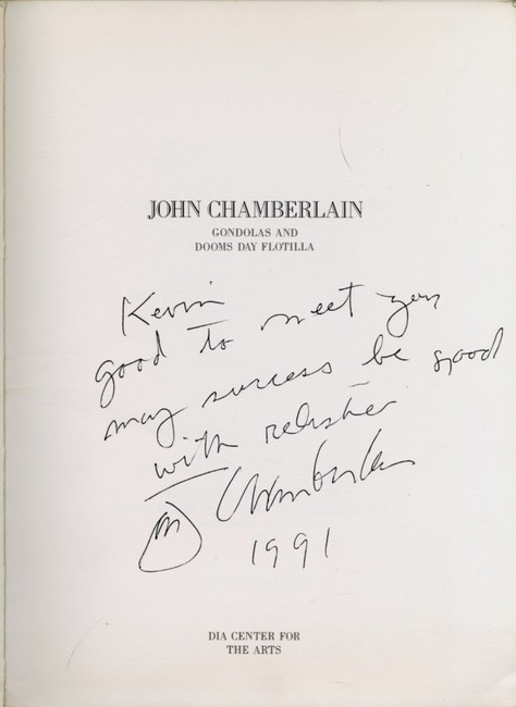 John CHAMBERLAIN Hand Signed and Uniquely Dedicated with warm message ...