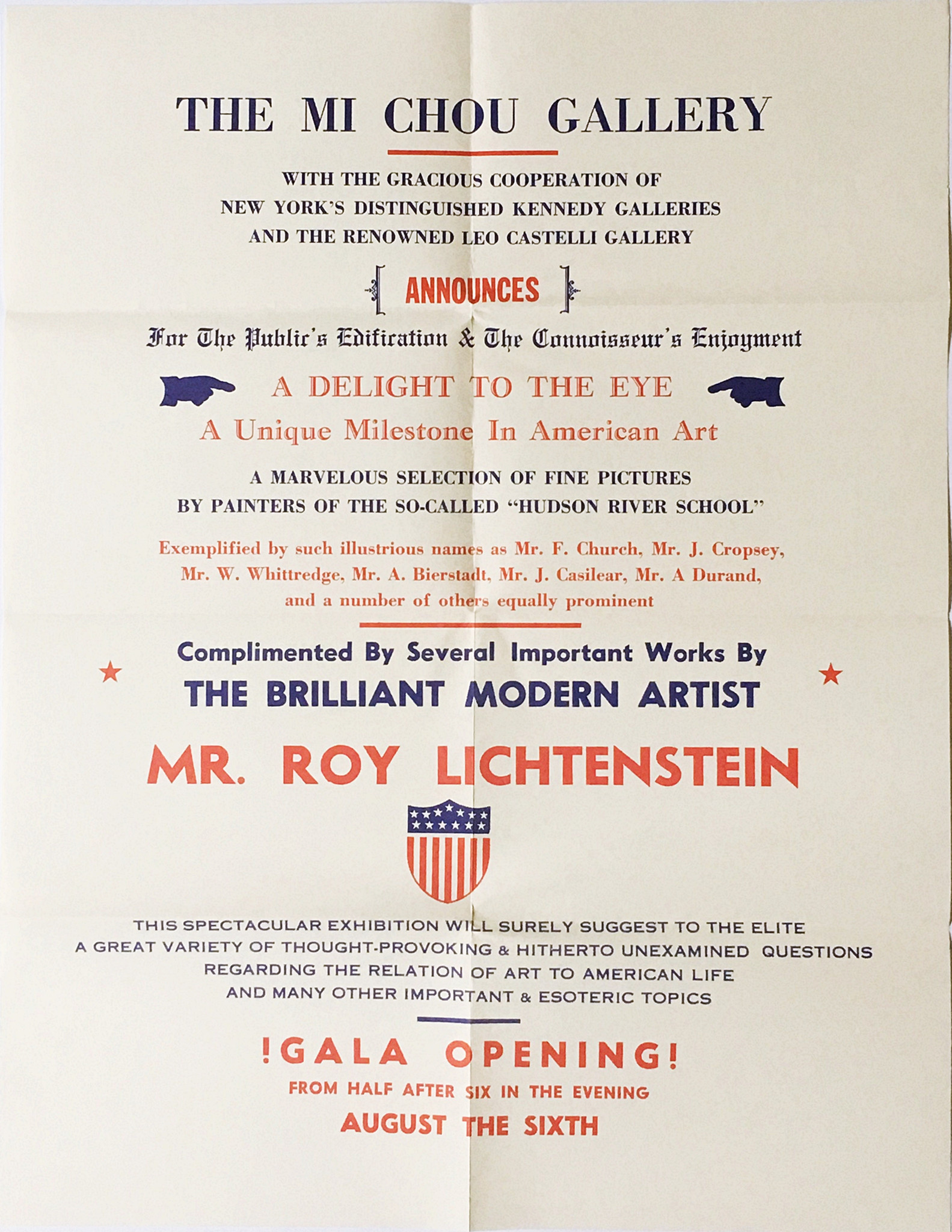 Roy Lichtenstein, Rare Mi Chou Gallery poster "introducing the ...