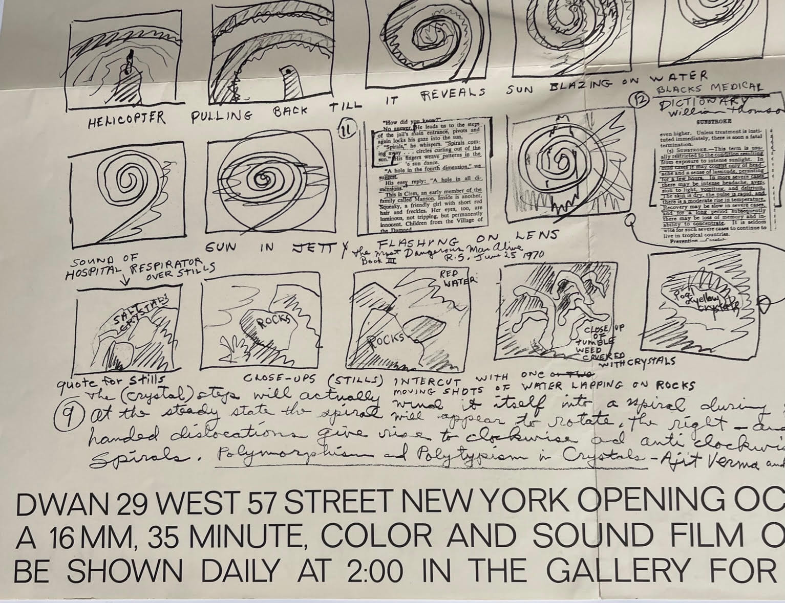 Robert Smithson, Movie Treatment for Spiral Jetty, Dwan Gallery Poster ...