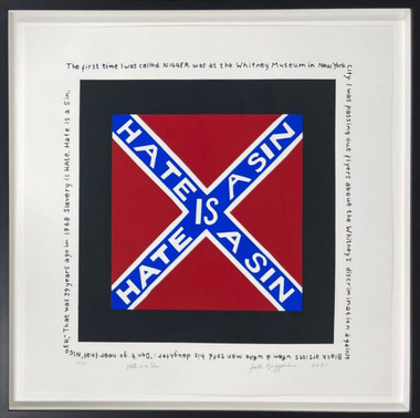 Faith Ringgold, Hate is a Sin Flag (frame included), 2021