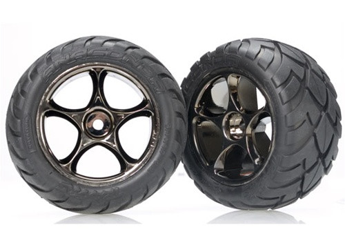 Traxxas 2.2" Black Chrome Tracer Wheels Assembled with Anaconda 2.2 ...
