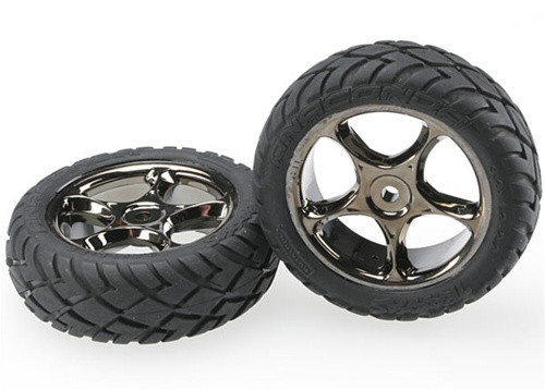 Traxxas 2.2" Black Chrome Tracer Wheels Assembled with Anaconda 2.2 ...