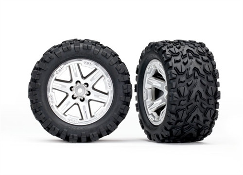 Traxxas Talon Extreme Tires on 2.8" RXT Satin Chrome Wheels for Rustler ...