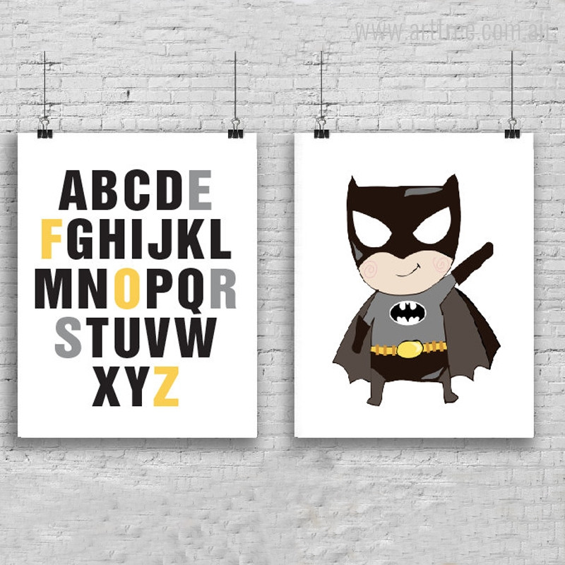 Superhero Batman, Alphabets Framed 2 Piece Canvas - arttree.com.au
