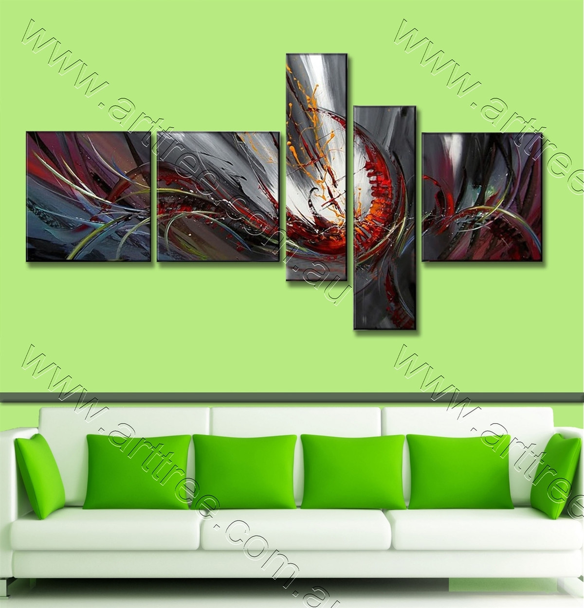 Colorful Cyclone Design Canvas Artwork 5 Piece Abstract Painting ...