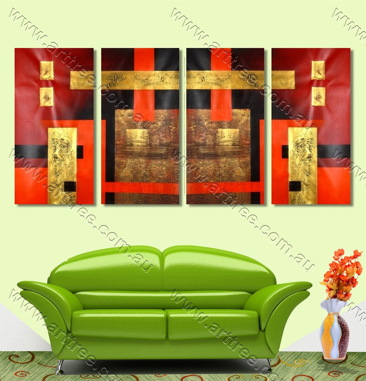 Abstract Stripe Painting Canvas Brown Shade 4 Piece Paintings | arttree ...
