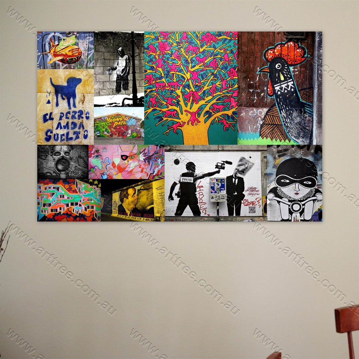 PRESS Graffiti Street Art Collage - arttree.com.au