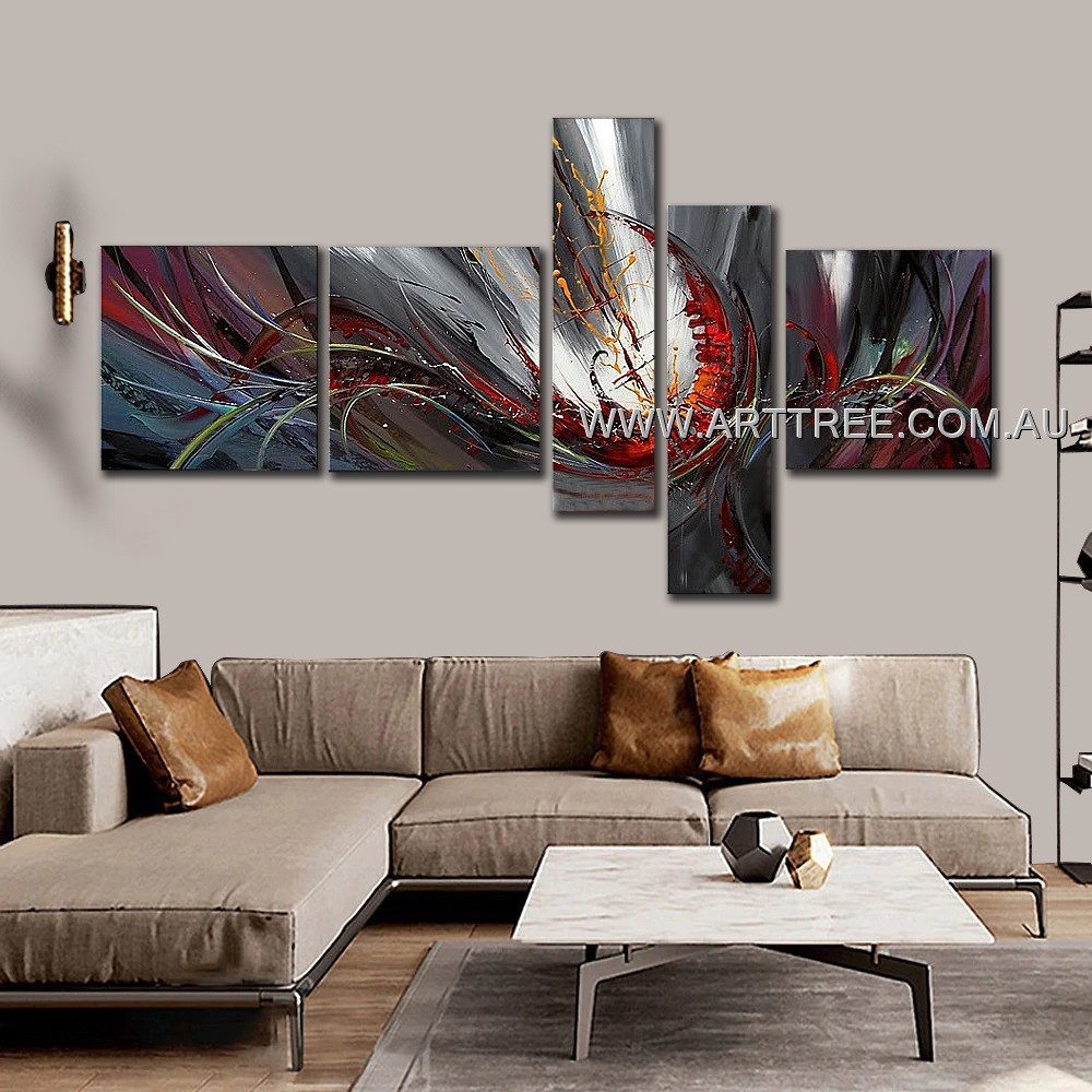 Colorful Cyclone Design Canvas Artwork 5 Piece Abstract Painting ...