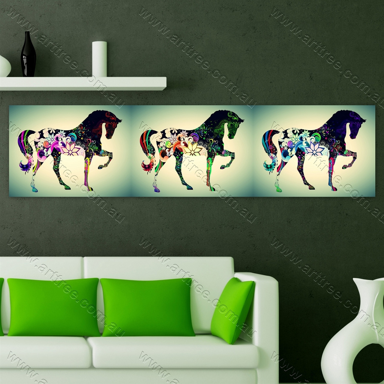 Colorful Abstract Floral Horse - arttree.com.au
