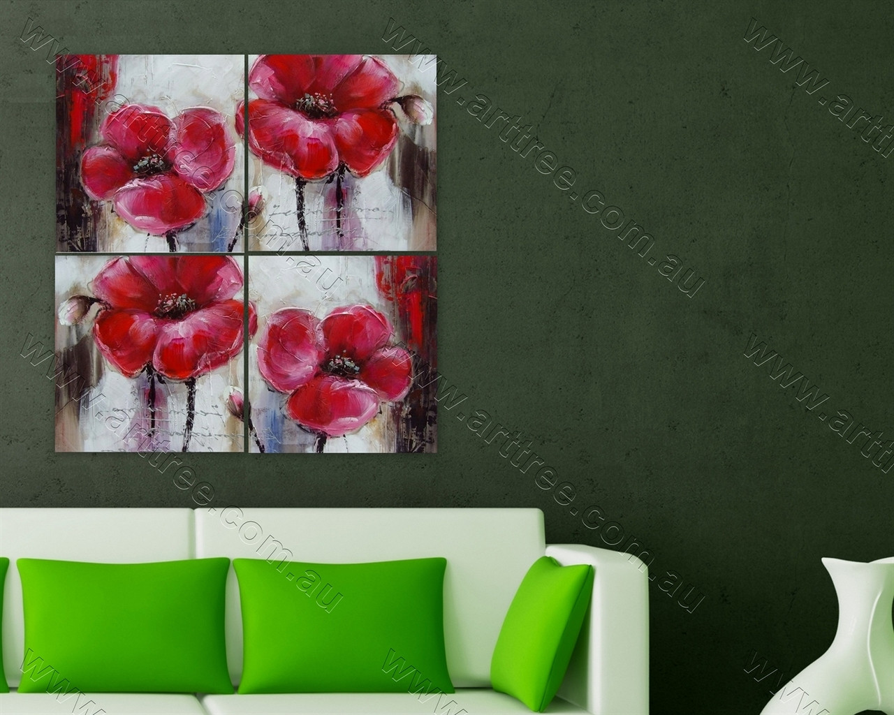 Pink Mallow Floral Pink Shade 4 Piece Paintings | arttree.com.au