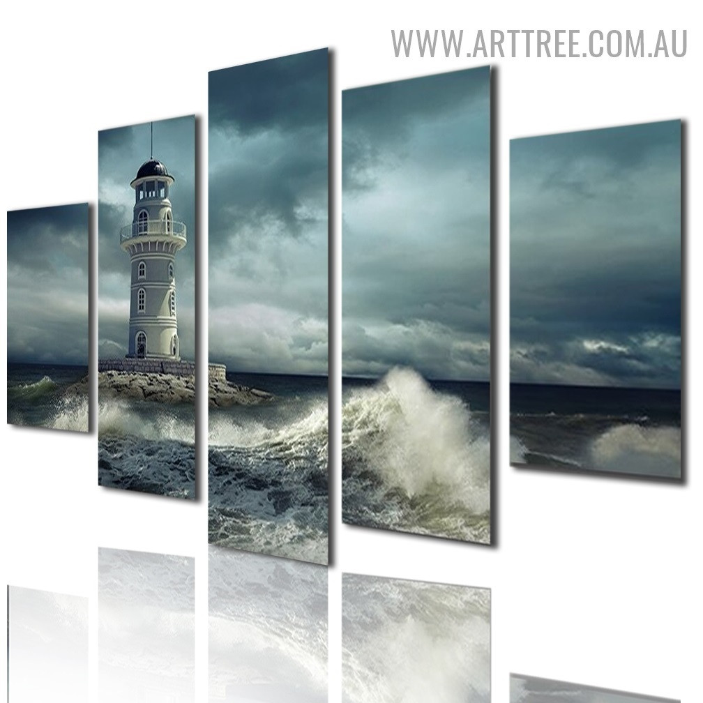 Lighthouse Modern Designs Lighthouse Canvas Wall Painting With 5