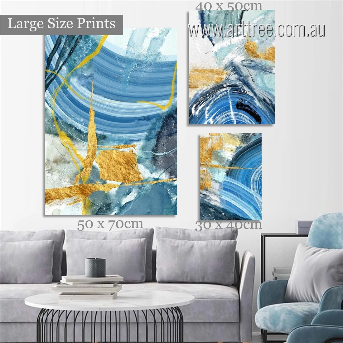 Blue Smudge Marble Framed Prints - arttree.com.au