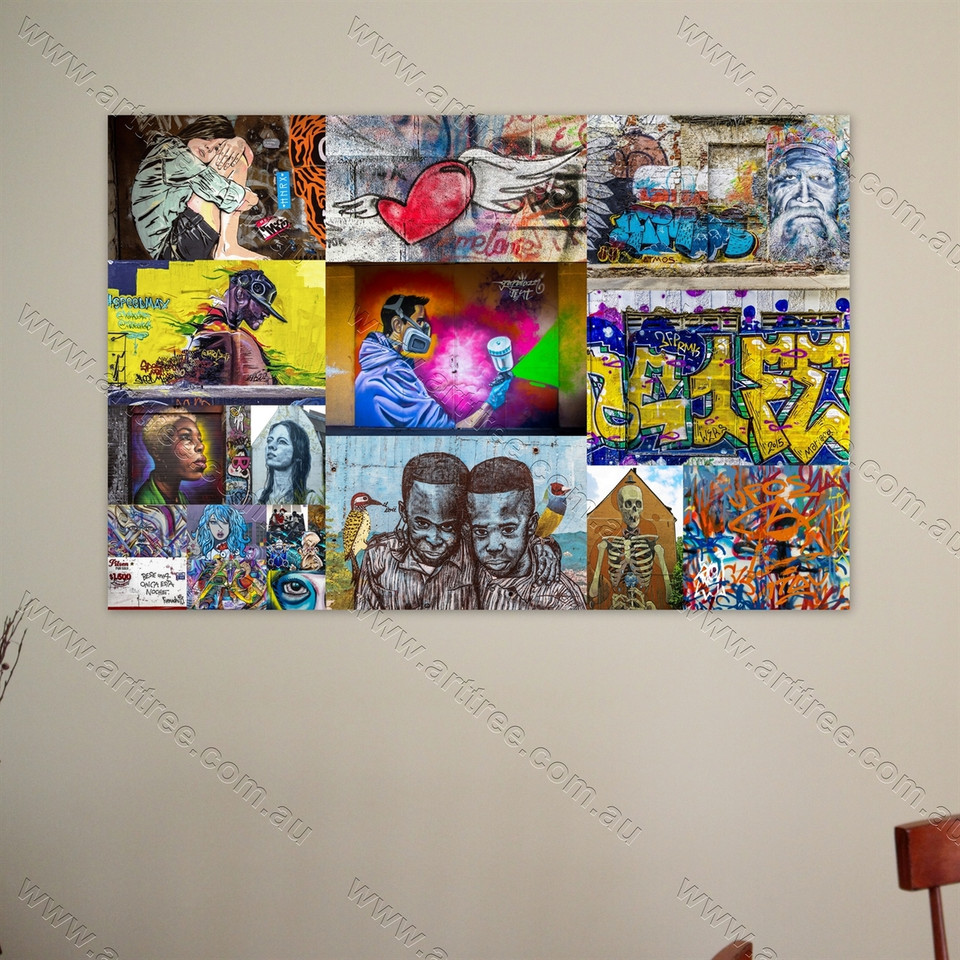 Flying Heart Urban Graffiti Collage - arttree.com.au