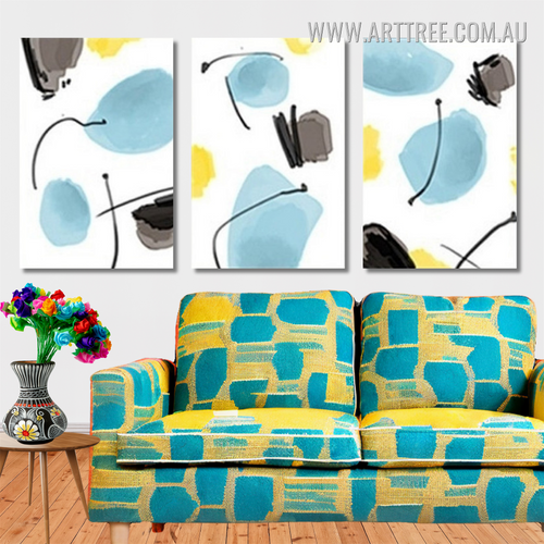 Abstract Watercolor Pattern 3 Piece Framed Wall Art Canvas Prints Set ...