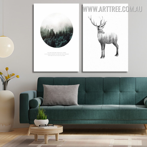 Wild Deer Forest Framed 2 Piece Wall Art Set - arttree.com.au