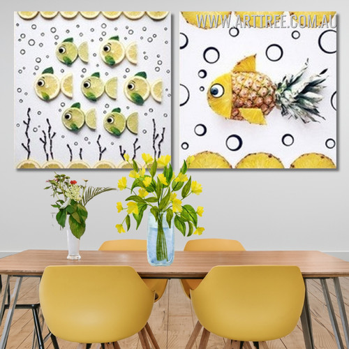 Pineapple Fish 2 Piece Large Wall Art - arttree.com.au