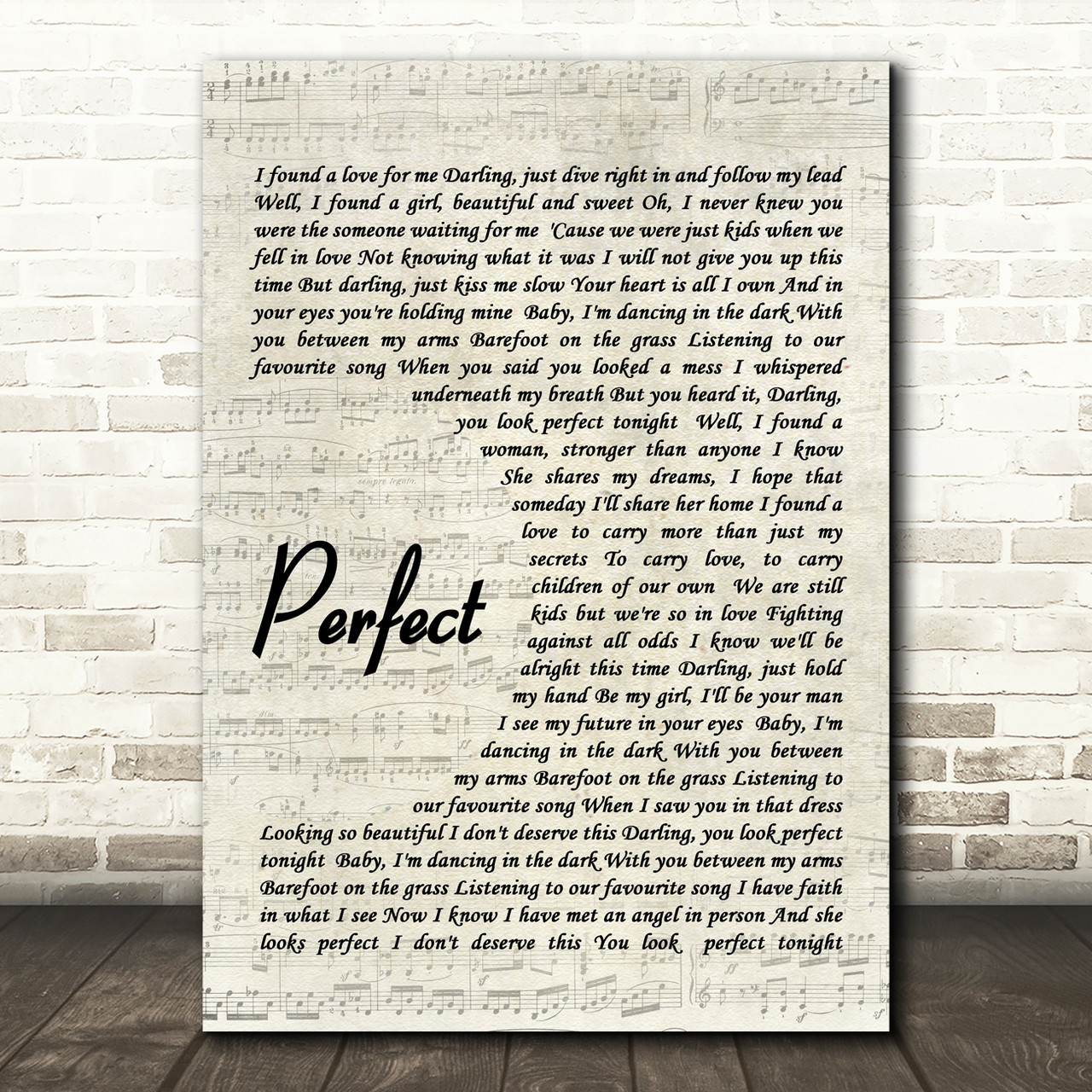 Perfect Ed Sheeran Quote Song Lyric Heart Print - SongLyricPrints.co.uk
