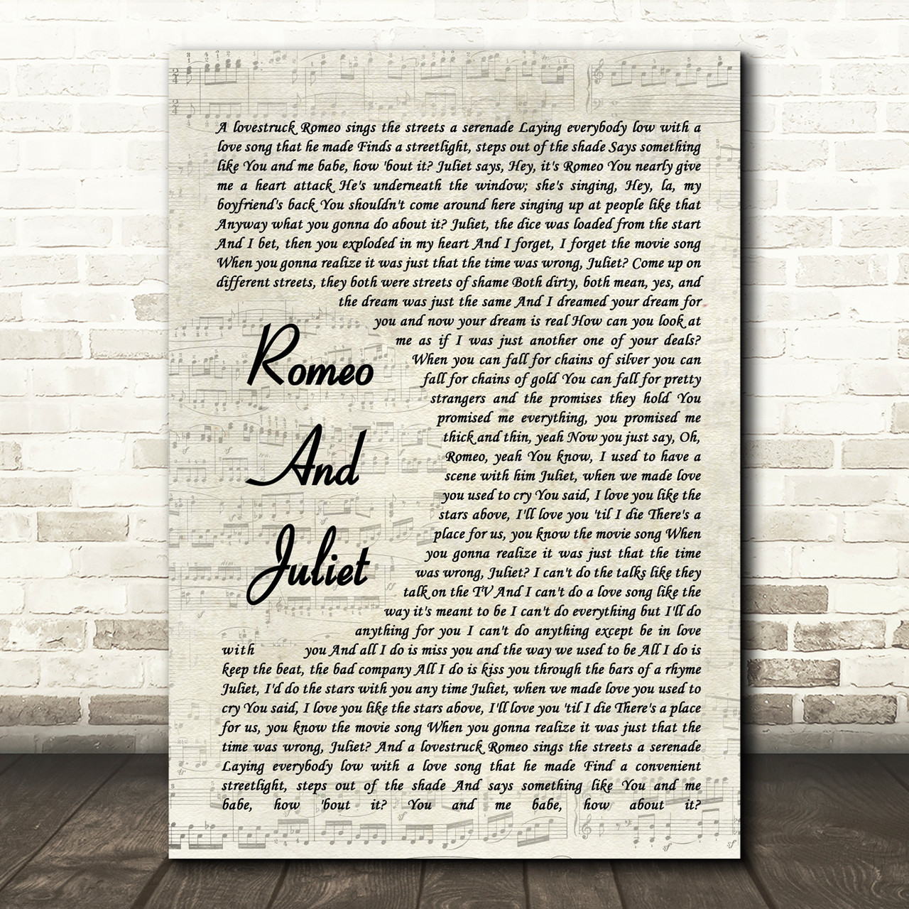 Dire Straits Romeo And Juliet Vinyl Record Song Lyric Quote Print ...