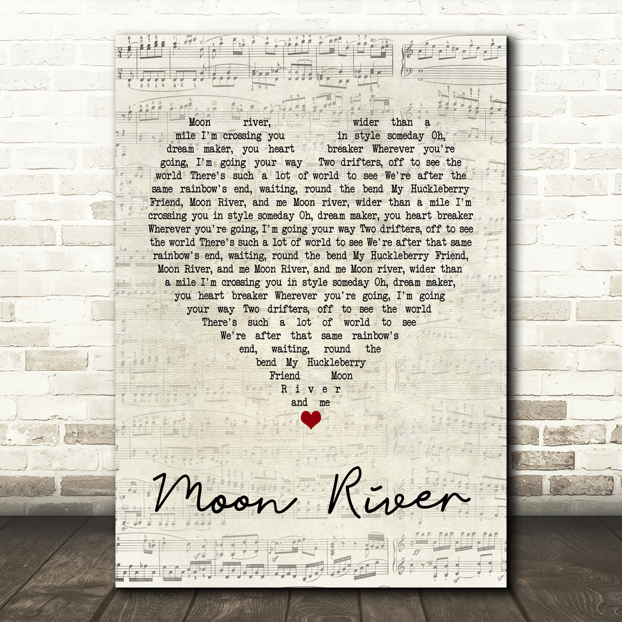 Andy Williams Moon River Script Heart Quote Song Lyric Print - Song ...