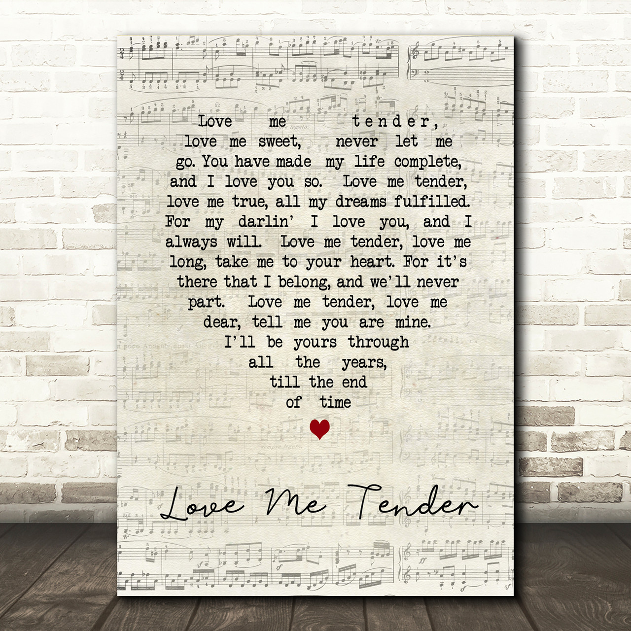 Elvis Presley Love Me Tender Script Heart Song Lyric Quote Print - Song ...
