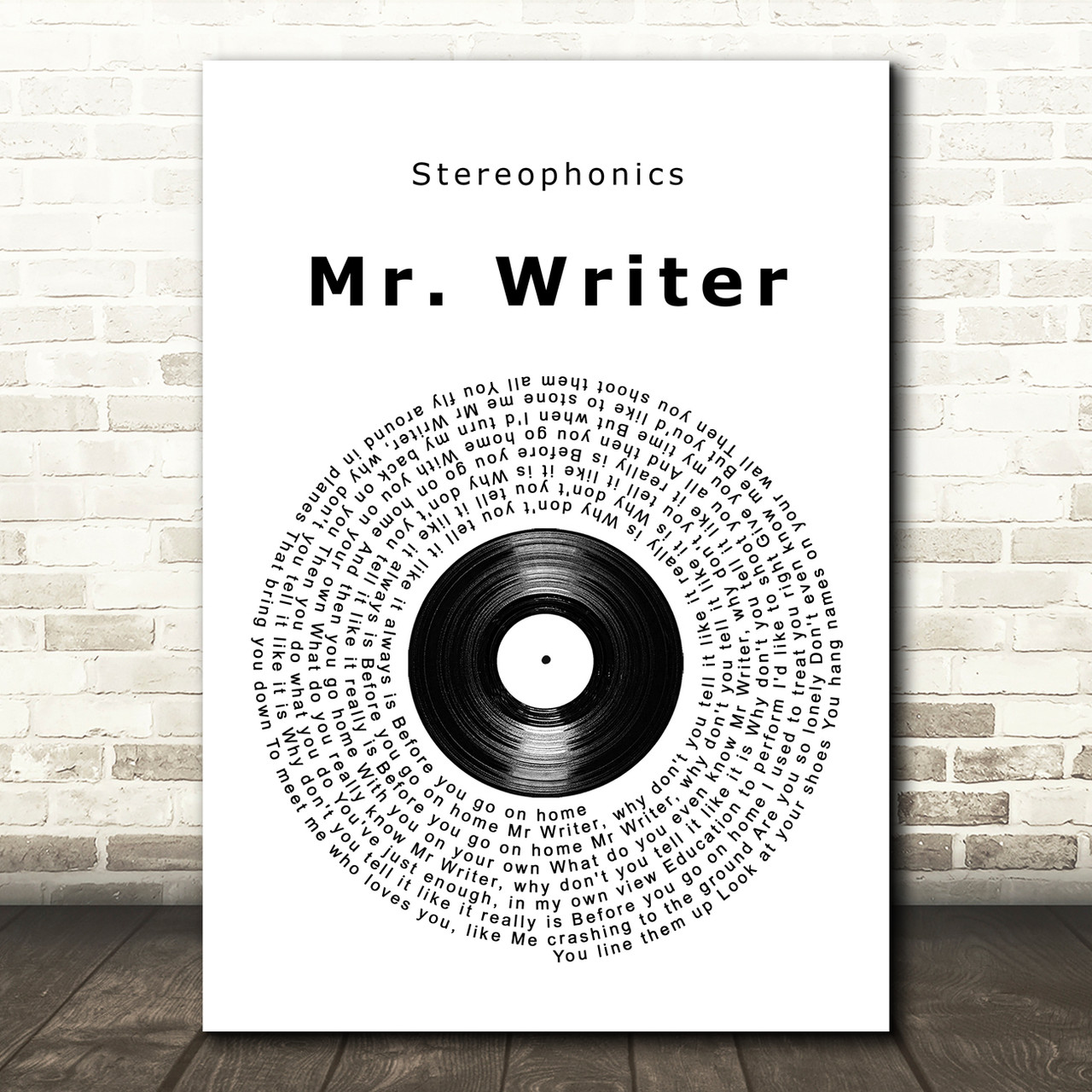 Stereophonics Mr. Writer Vinyl Record Song Lyric Print ...