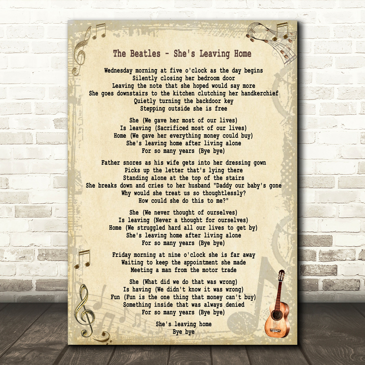 The Beatles She's Leaving Home Song Lyric Quote Print - SongLyricPrints ...