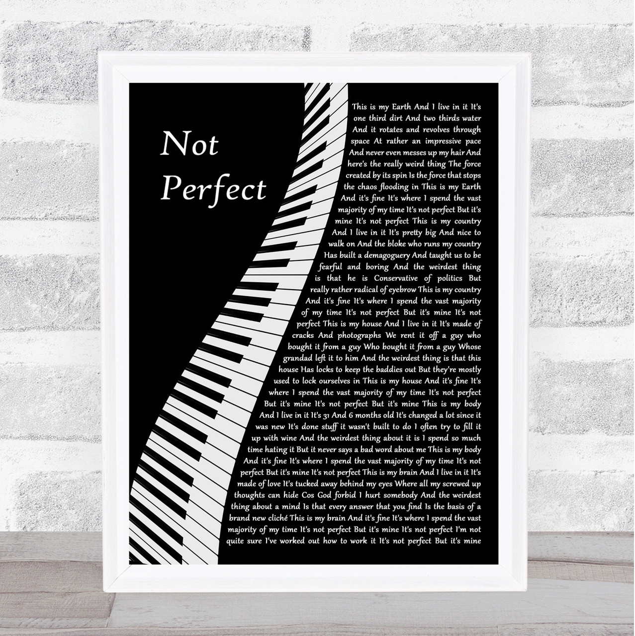 Tim Minchin Not Perfect Piano Song Lyric Wall Art Print - Song Lyric Prints