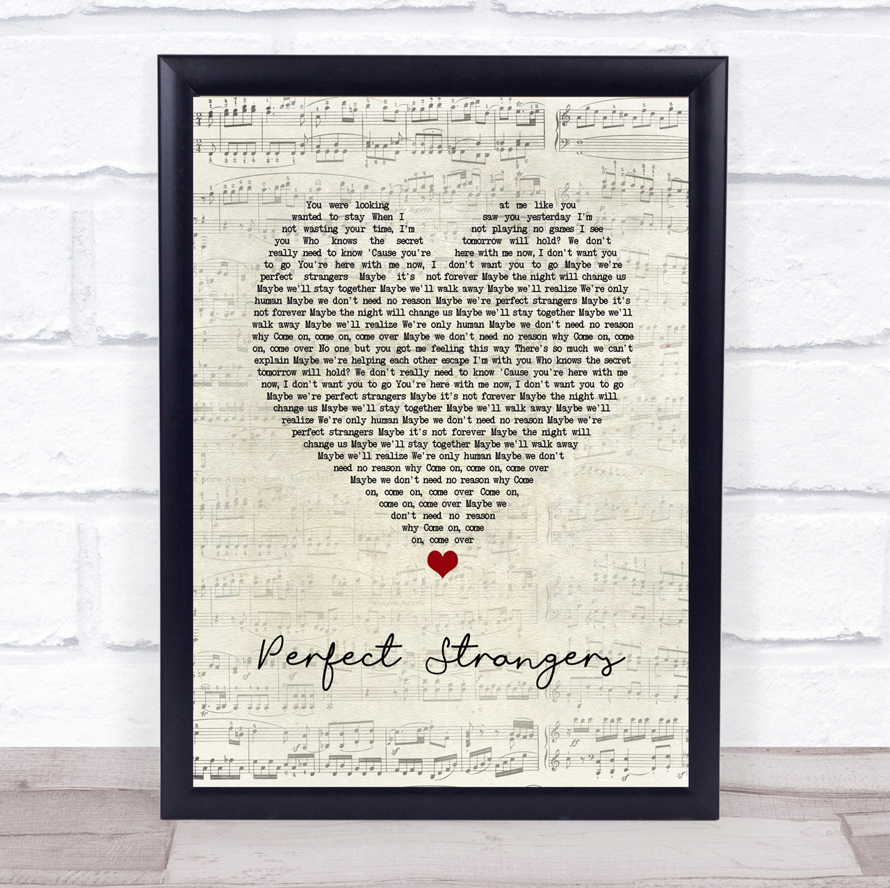Jonas Blue Perfect Strangers Script Heart Song Lyric Wall Art Print ...