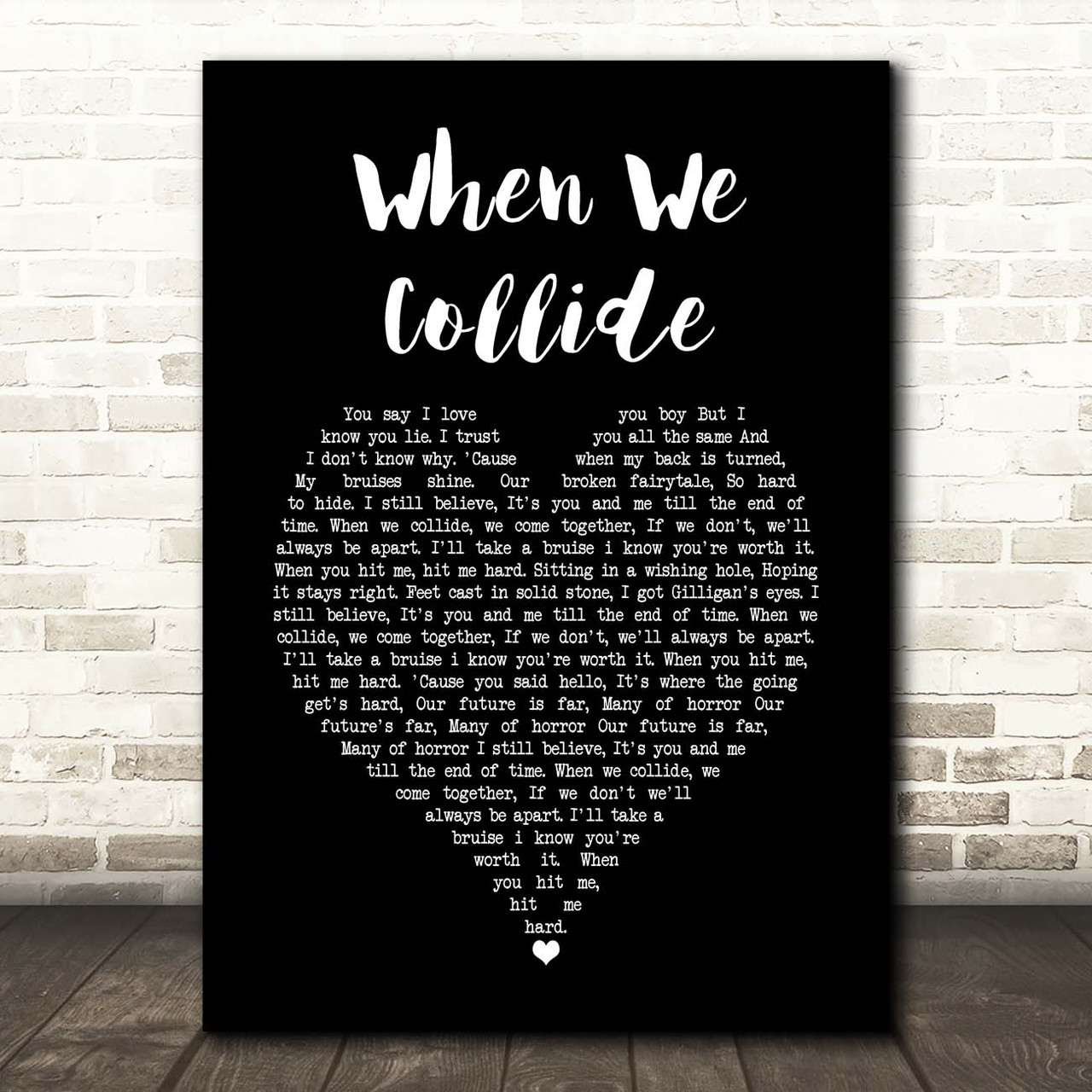 Matt Cardle When We Collide Black Heart Song Lyric Print ...