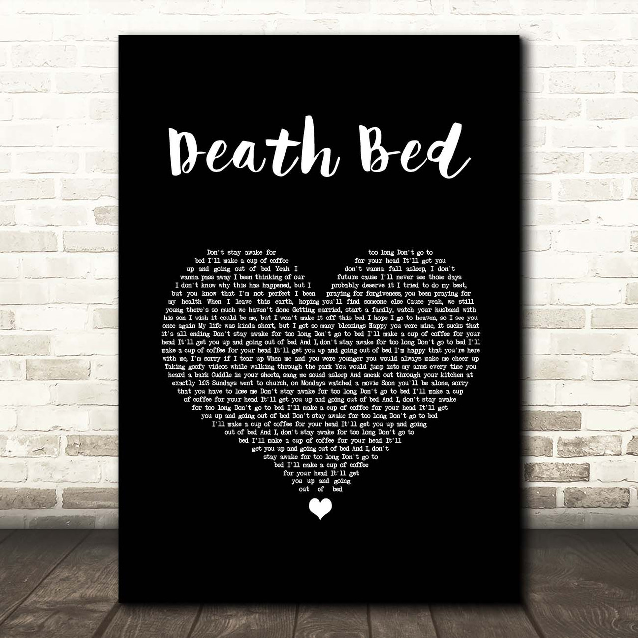 Powfu Death Bed Black Heart Song Lyric Print - Song Lyric Prints