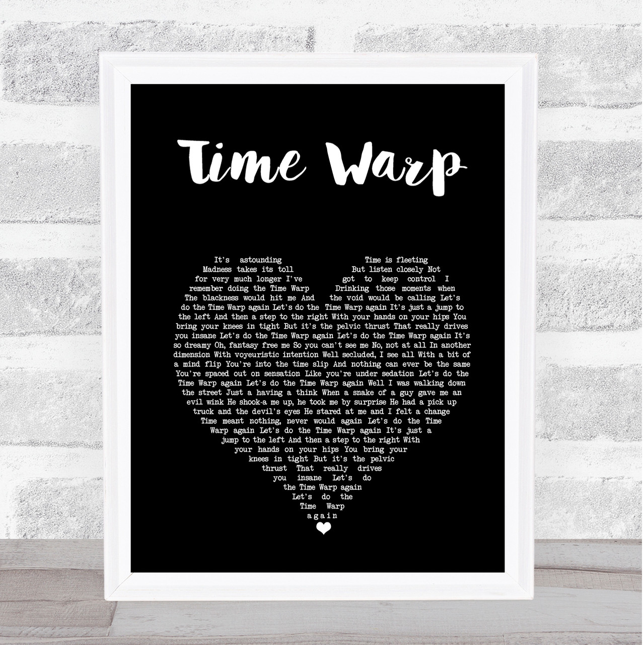 Rocky Horror Picture Show Time Warp Black Heart Song Lyric Print - Song ...