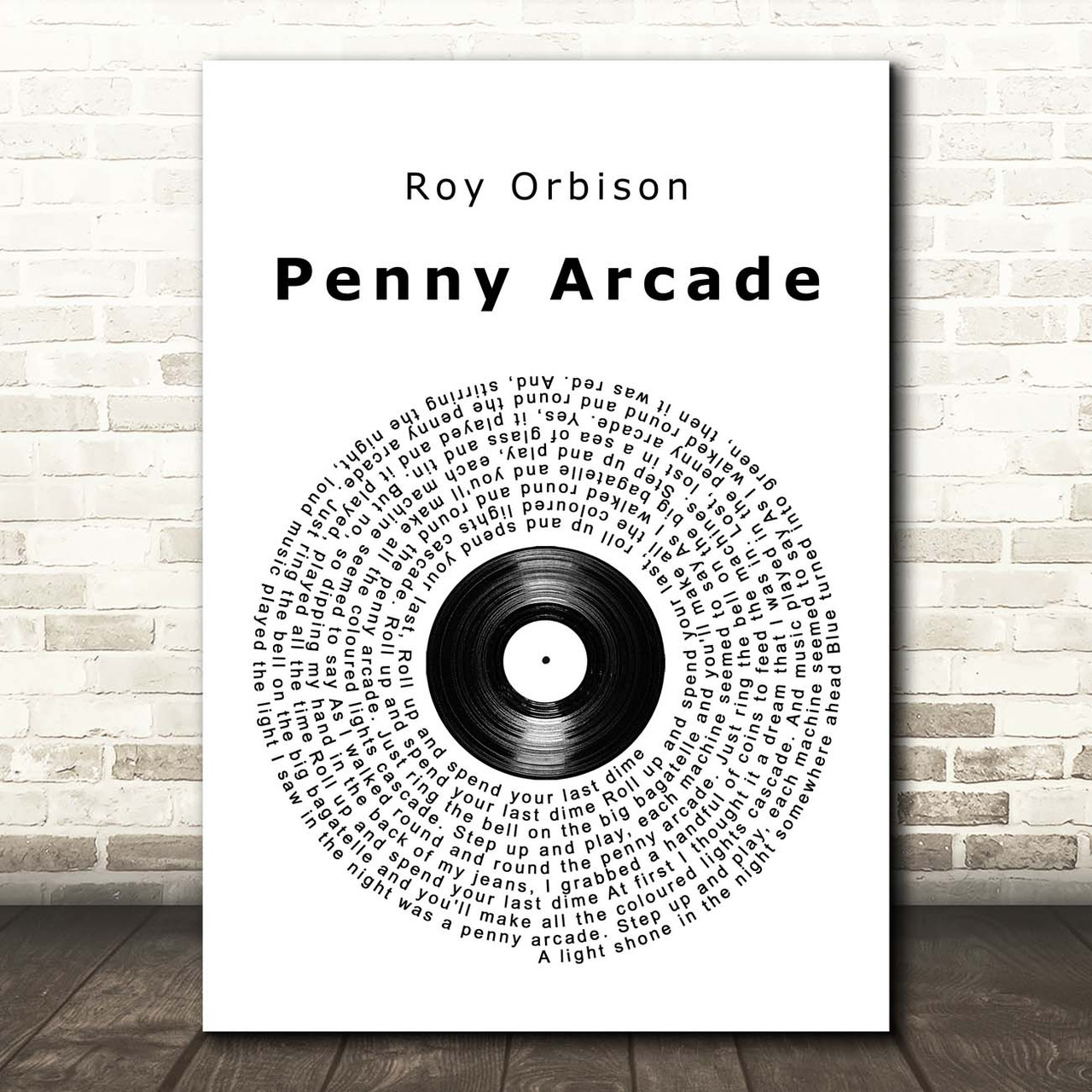 Roy Orbison Penny Arcade Vinyl Record Song Lyric Print - Song Lyric Prints