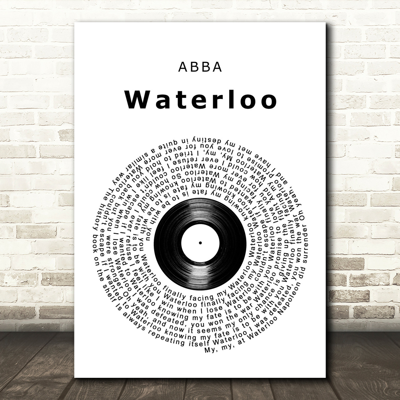 ABBA Waterloo Vinyl Record Song Lyric Art Print - SongLyricPrints.co.uk
