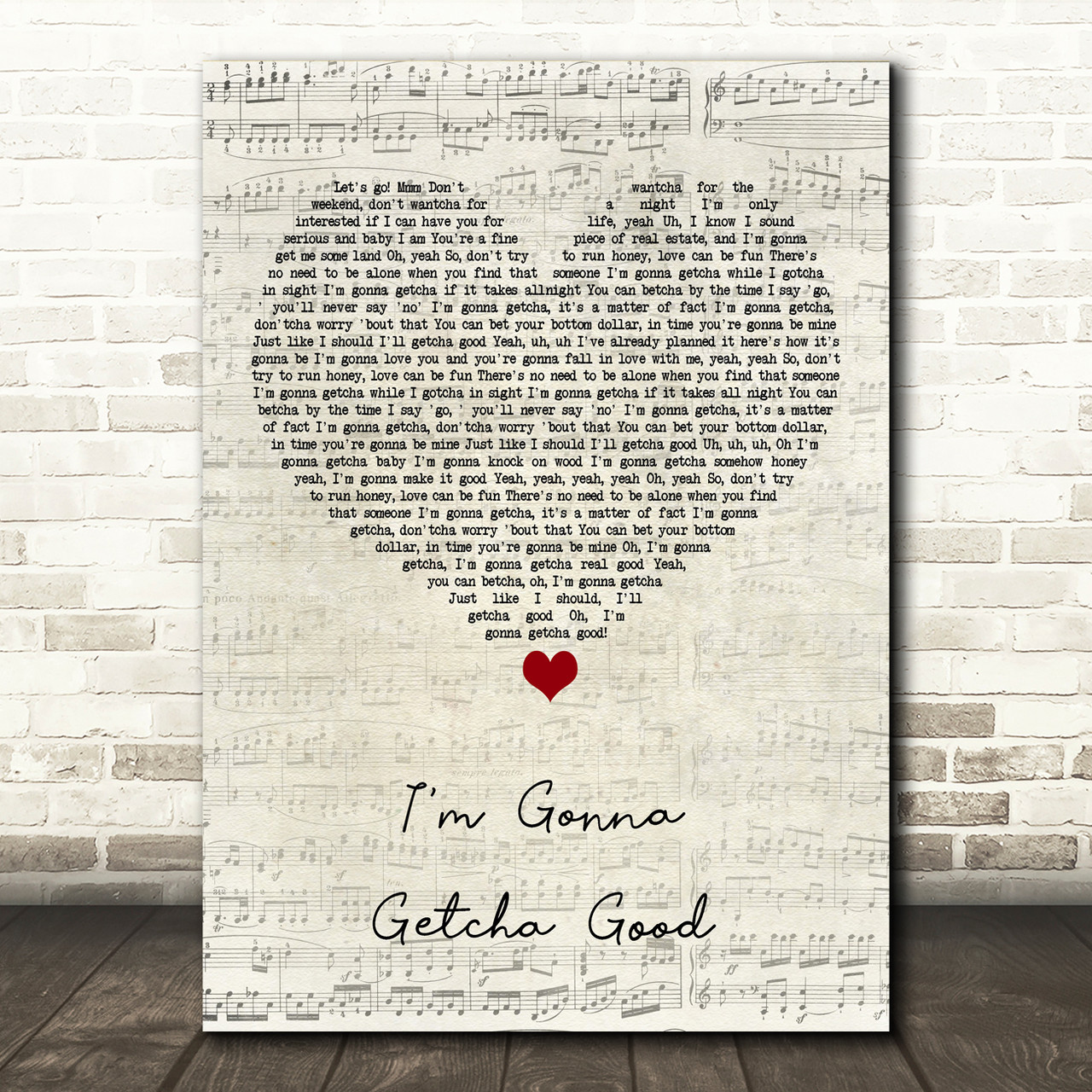 Shania Twain I'm Gonna Getcha Good Script Heart Song Lyric Art Print ...