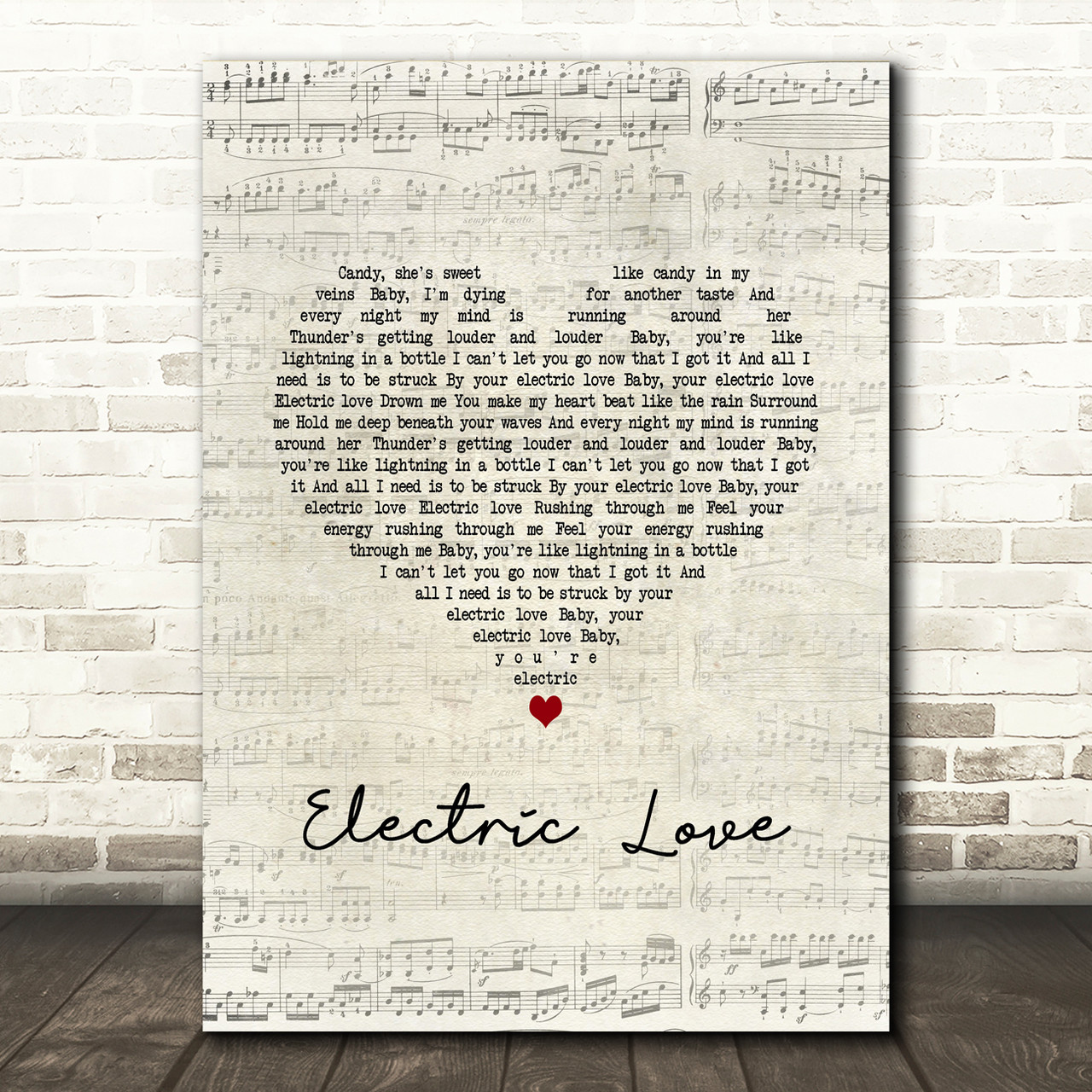 BØRNS Electric Love Script Heart Song Lyric Art Print - Song Lyric Prints