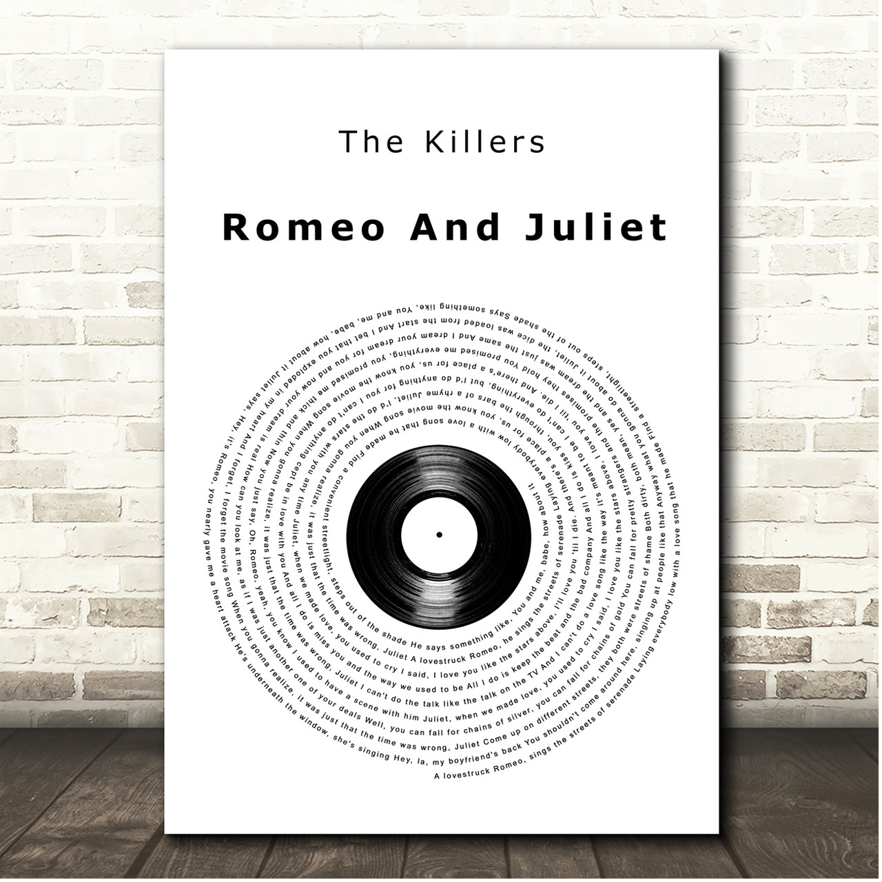 The Killers Romeo And Juliet Vinyl Record Song Lyric Print - Song Lyric ...