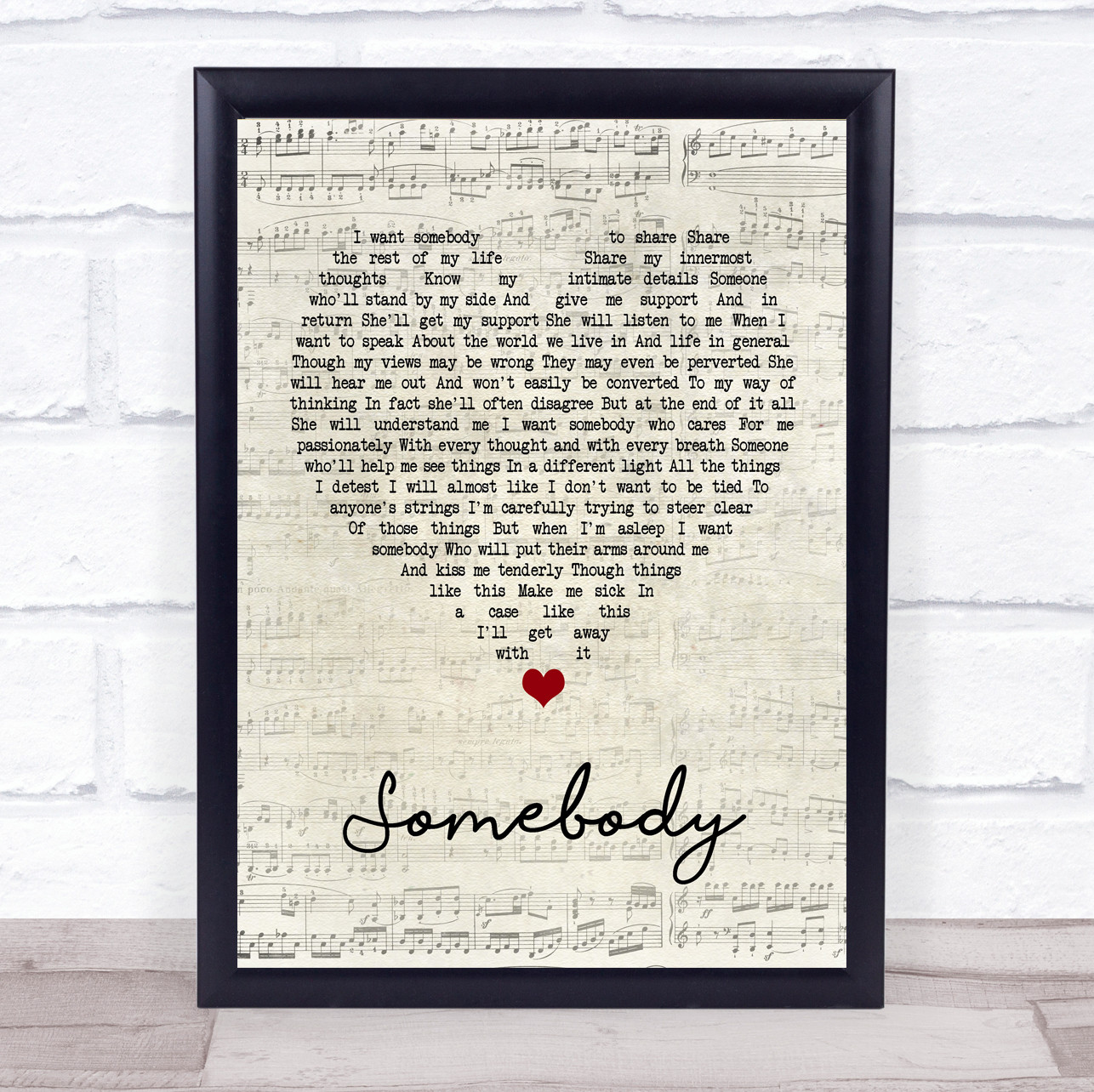 Depeche Mode Somebody Script Heart Quote Song Lyric Print - Song Lyric ...