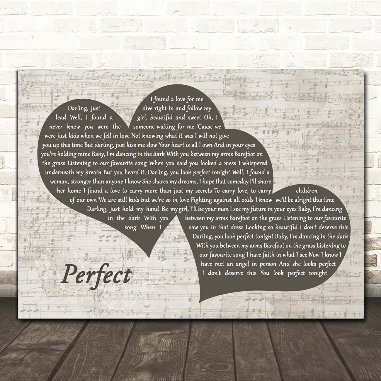 Perfect Ed Sheeran Quote Song Lyric Heart Print - SongLyricPrints.co.uk