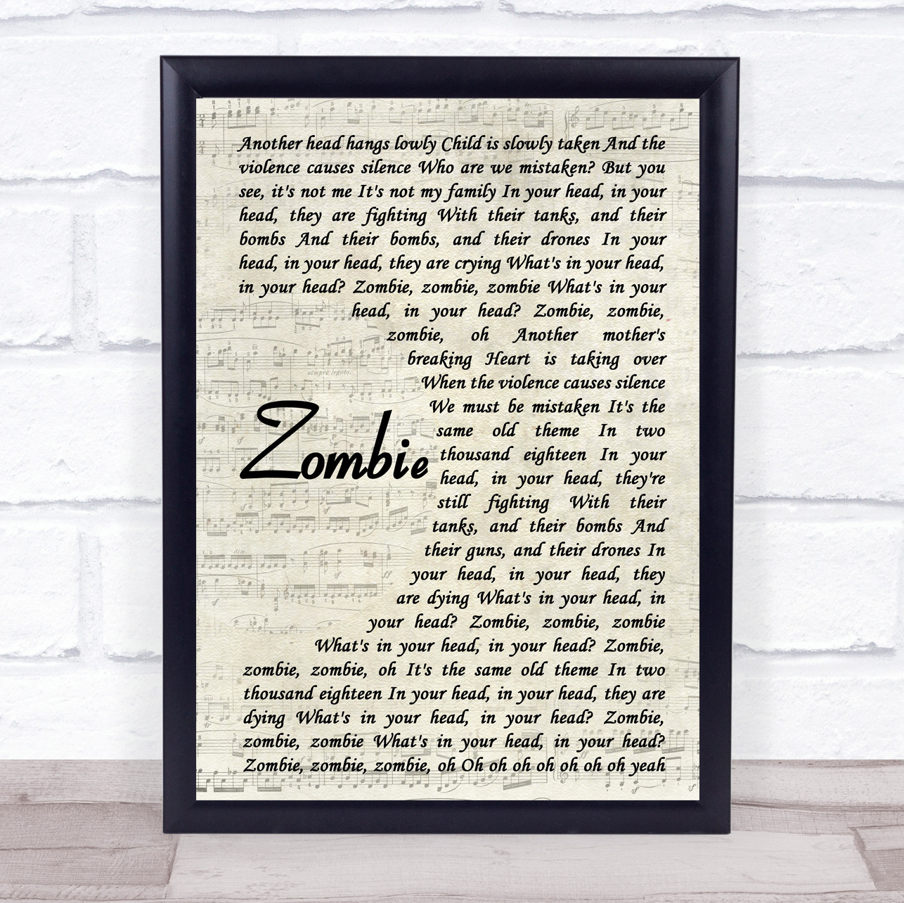 The Cranberries Zombie Vintage Script Song Lyric Quote Print - Song ...