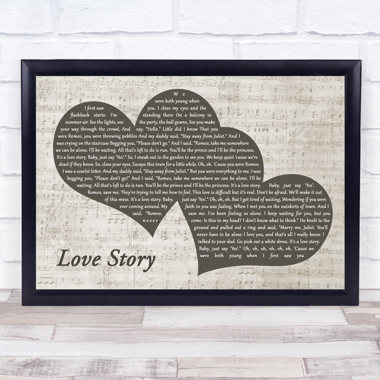 Taylor Swift Love Story Landscape Music Script Two Hearts Song Lyric ...