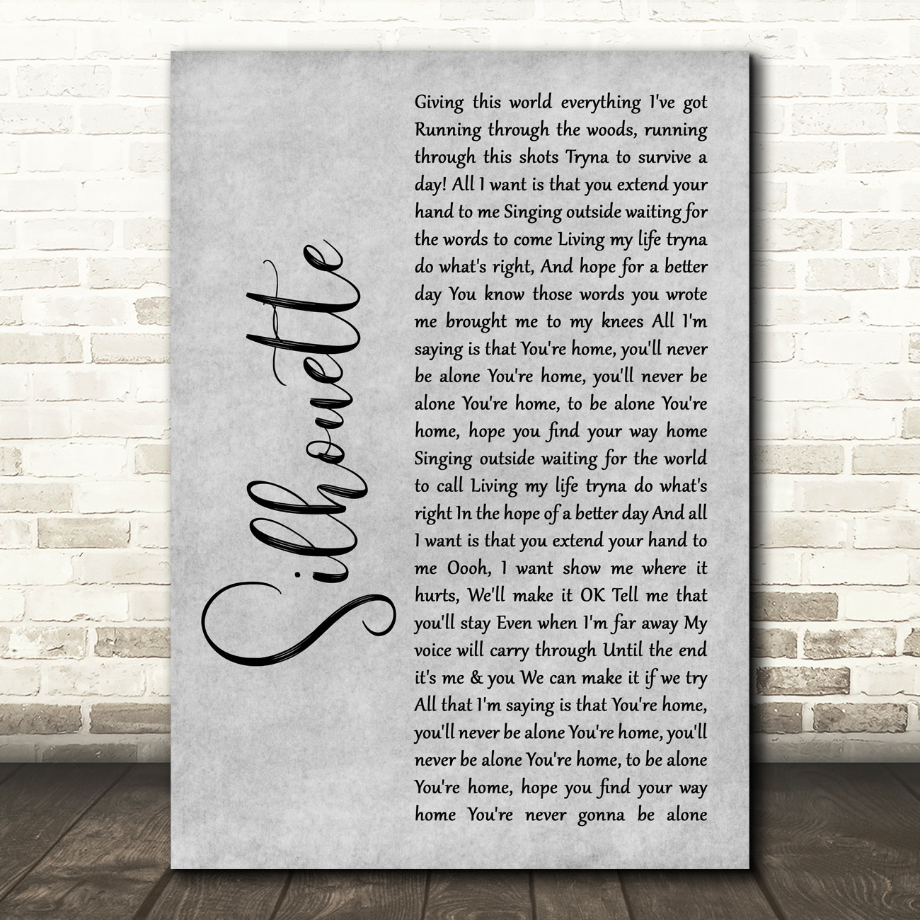 Active Child Silhouette Grey Rustic Script Song Lyric Art Print - Song ...