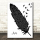 FAMY Ava Black & White Feather & Birds Song Lyric Art Print - Song ...