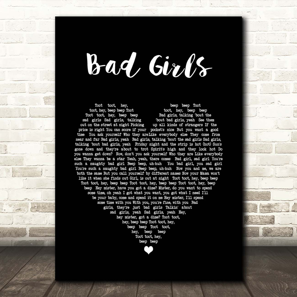 Donna Summer Bad Girls Script Heart Song Lyric Print - SongLyricPrints ...
